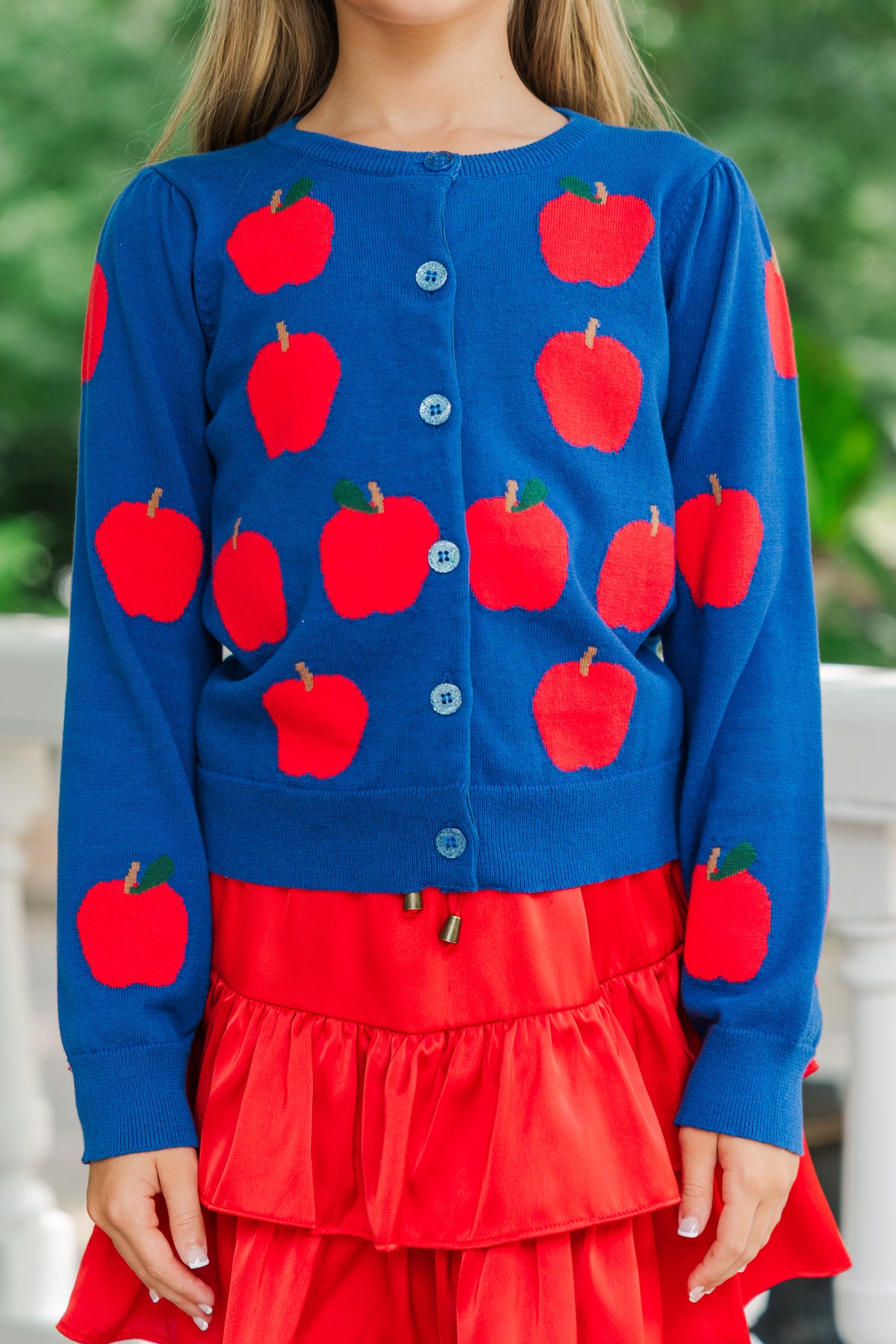 Girls: Pick Of The Patch Navy Apple Cardigan – Shop the Mint