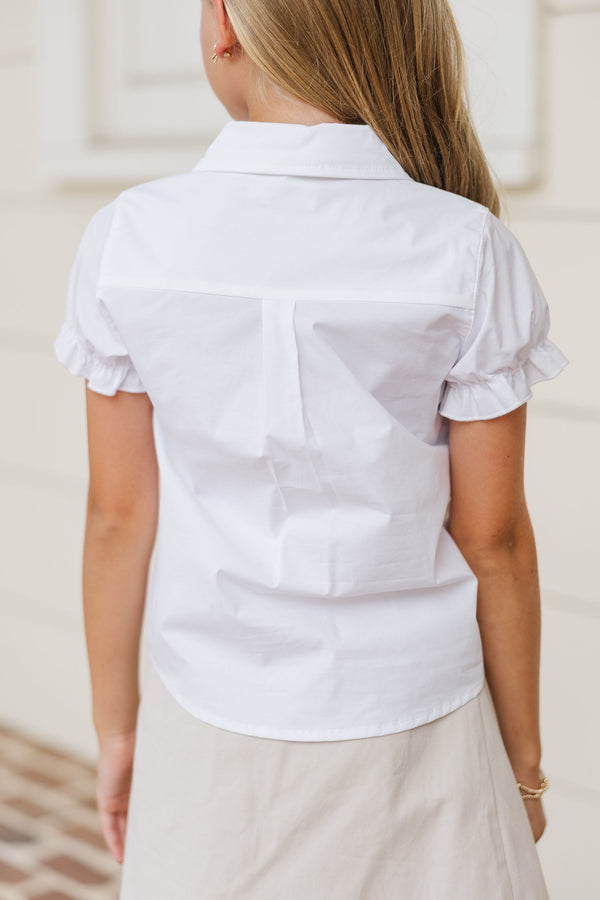 Girls: The Sunny White Collared Button Down Top – Shop the Mint