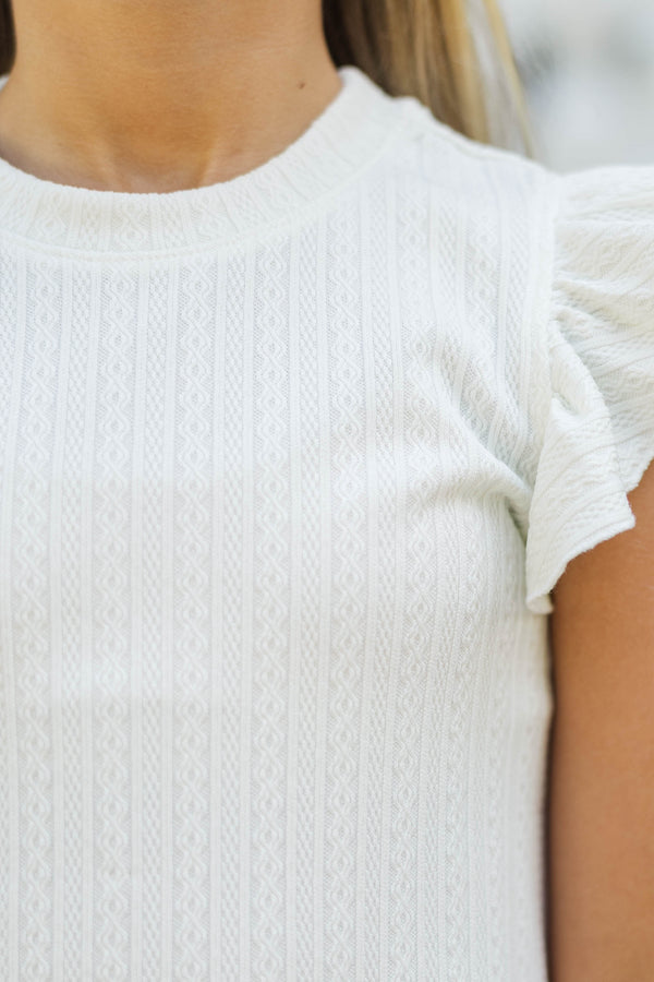 Girls: Certain Joy Cream Cable Knit Top – Shop the Mint