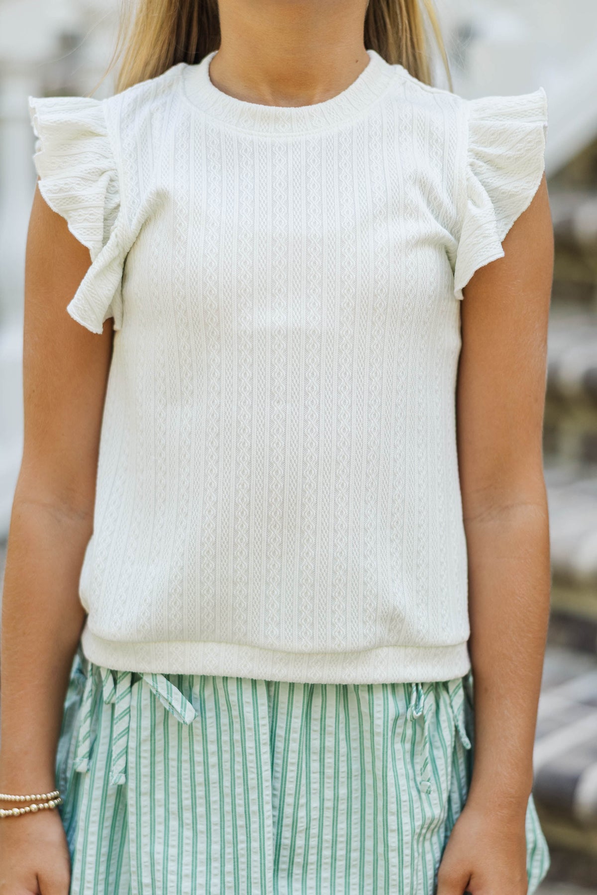Girls: Certain Joy Cream Cable Knit Top – Shop the Mint