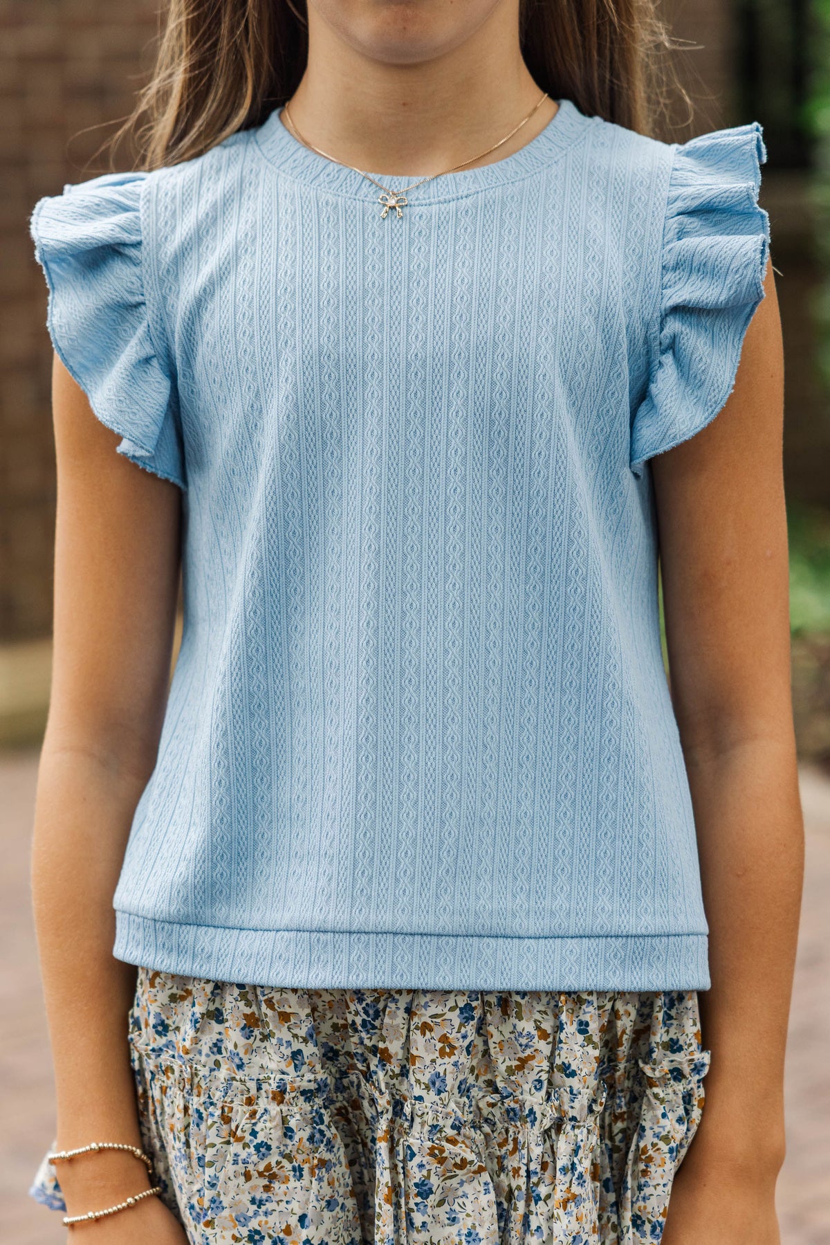 Girls: Certain Joy Light Blue Cable Knit Top – Shop the Mint