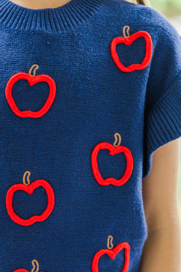 Girls: The Kennedy Navy Apple Sweater – Shop the Mint
