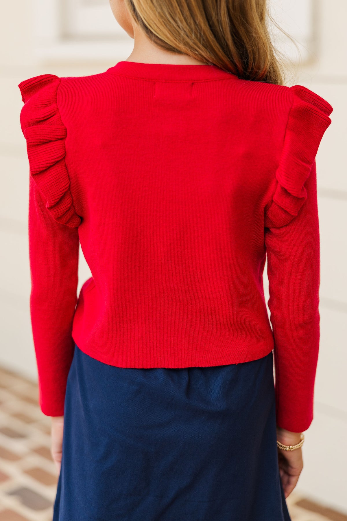 Girls: The Amari Red Ruffled Cardigan – Shop the Mint