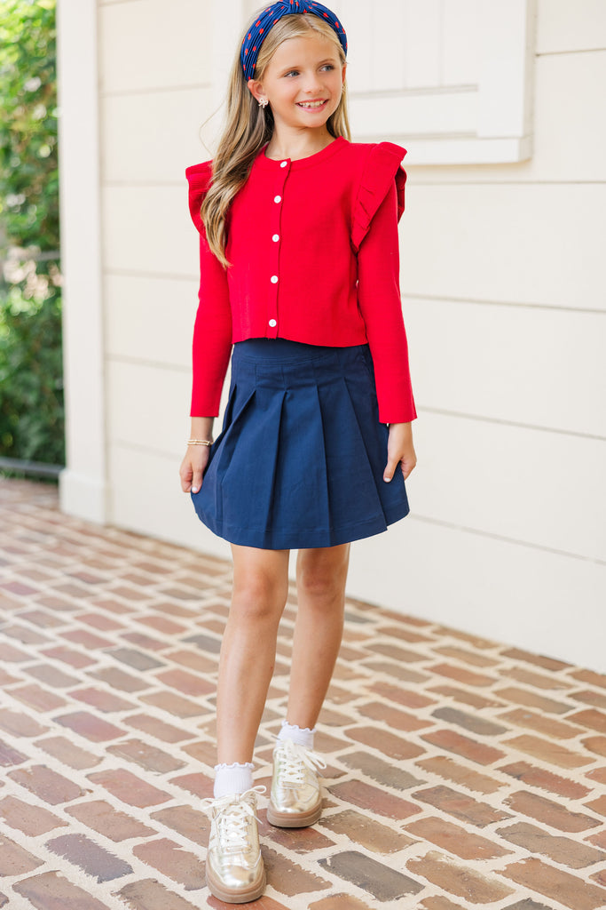 Girls: The Amari Red Ruffled Cardigan – Shop the Mint