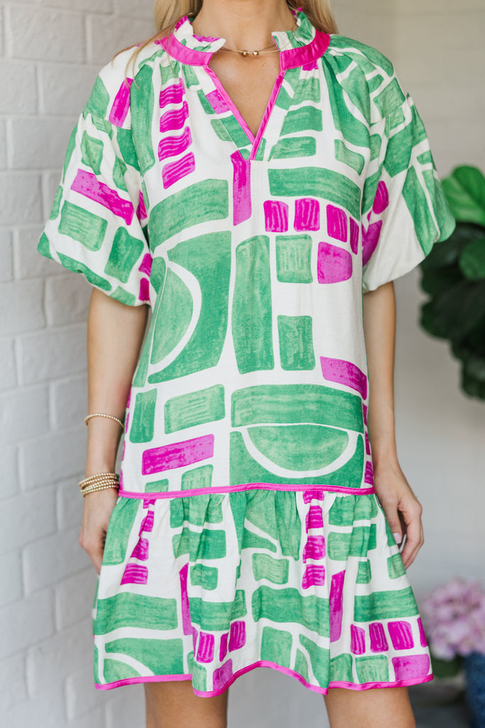 Ask Anything Green Abstract Dress – Shop the Mint