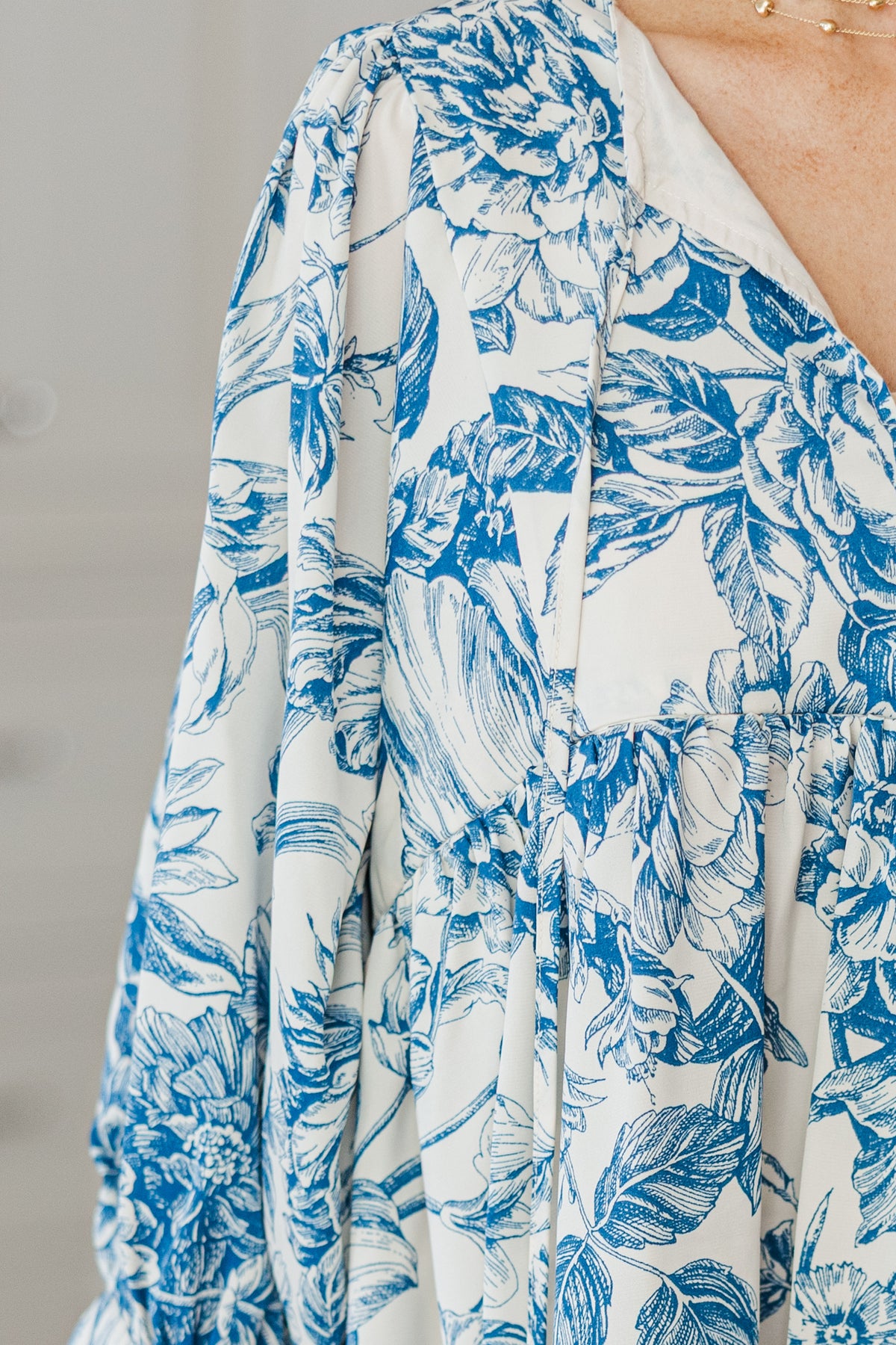 NURSING COLLECTION: Through The Years Blue Floral Toile Babydoll Dress ...