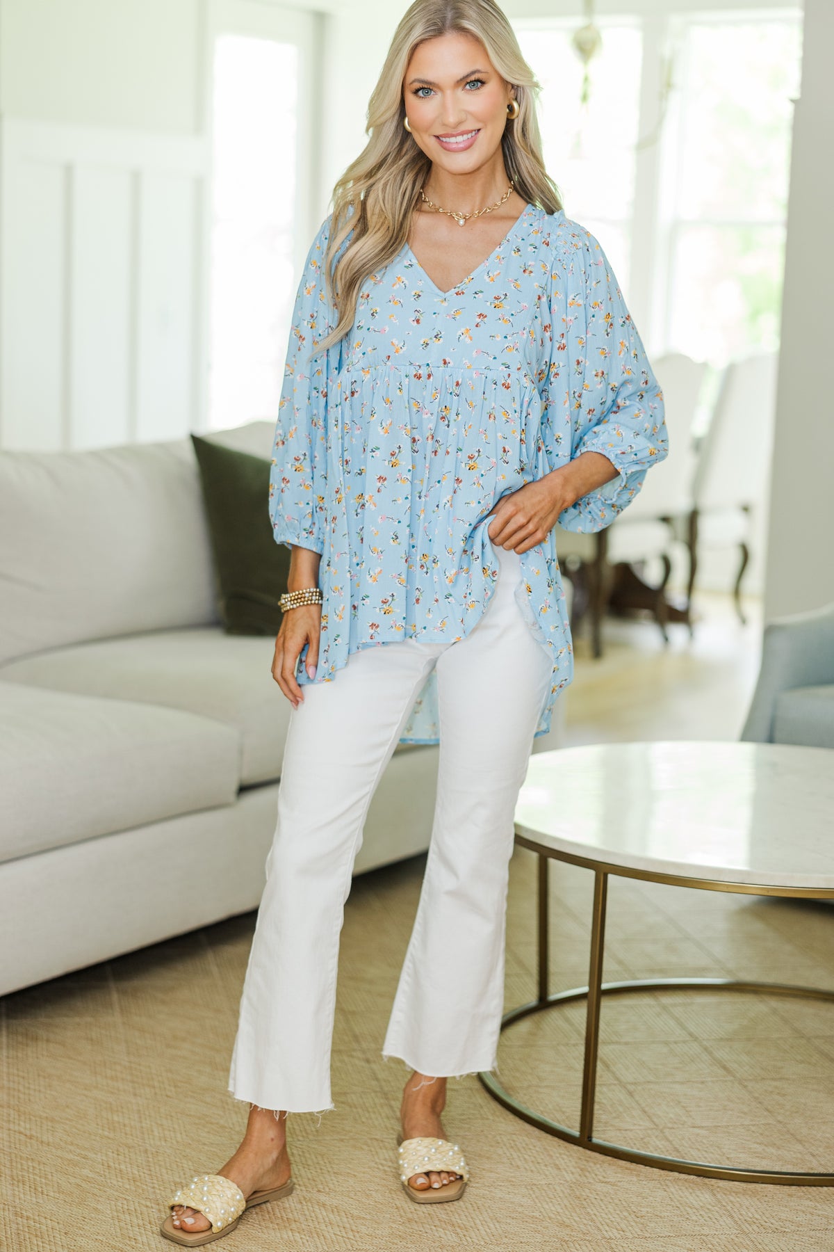 NURSING COLLECTION: All So Nice Light Blue Ditsy Floral Tunic – Shop ...