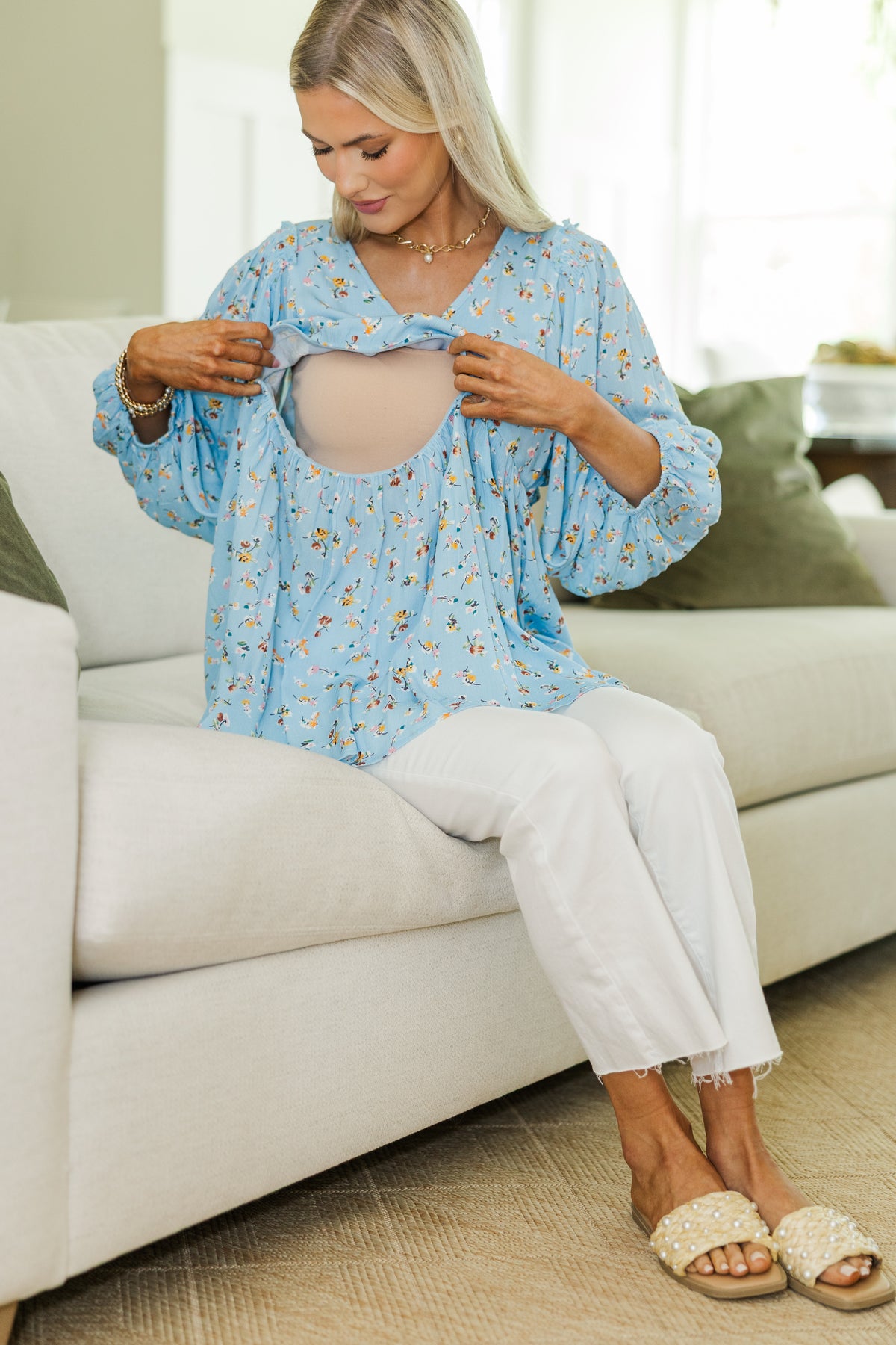 NURSING COLLECTION: All So Nice Light Blue Ditsy Floral Tunic – Shop ...