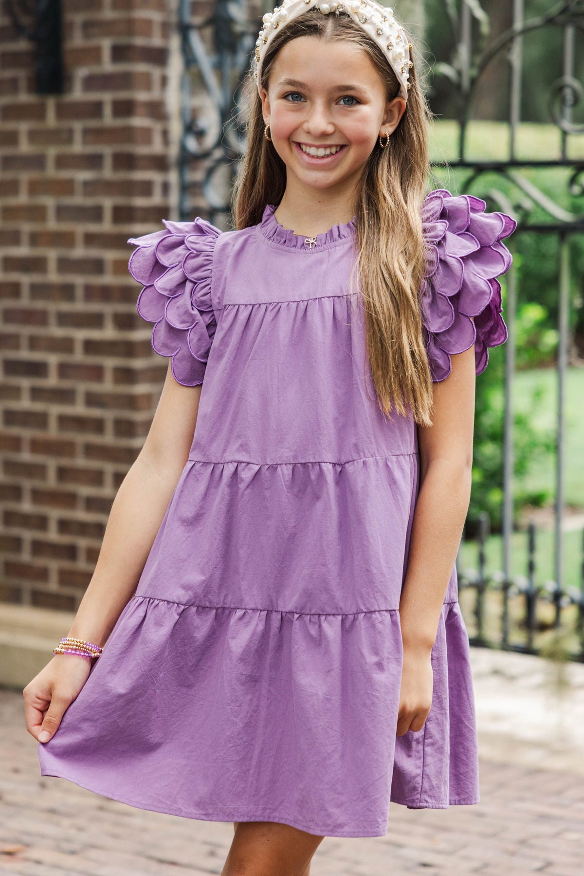 Girls: The Holland Plum Purple Scalloped Dress – Shop the Mint