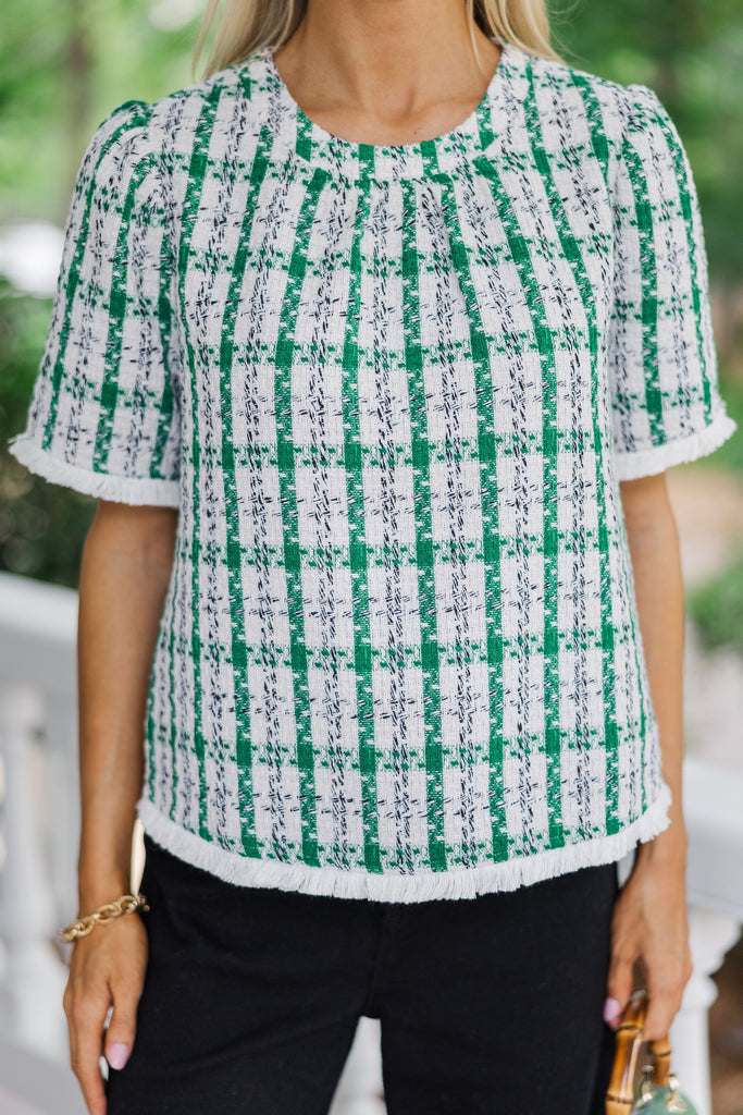 Link Up Green Tweed Blouse – Shop the Mint