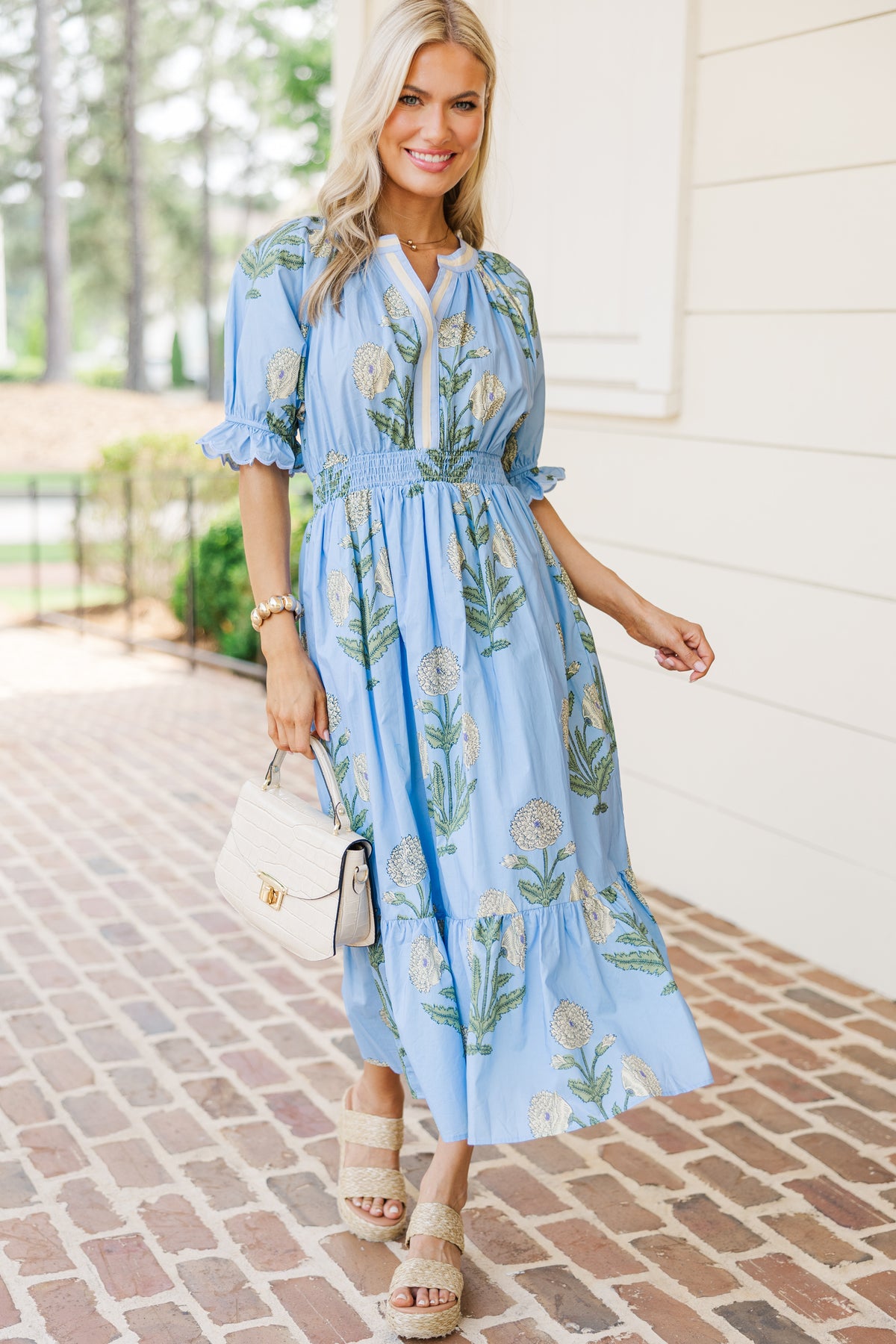Come Back Periwinkle Medallion Midi Dress – Shop the Mint