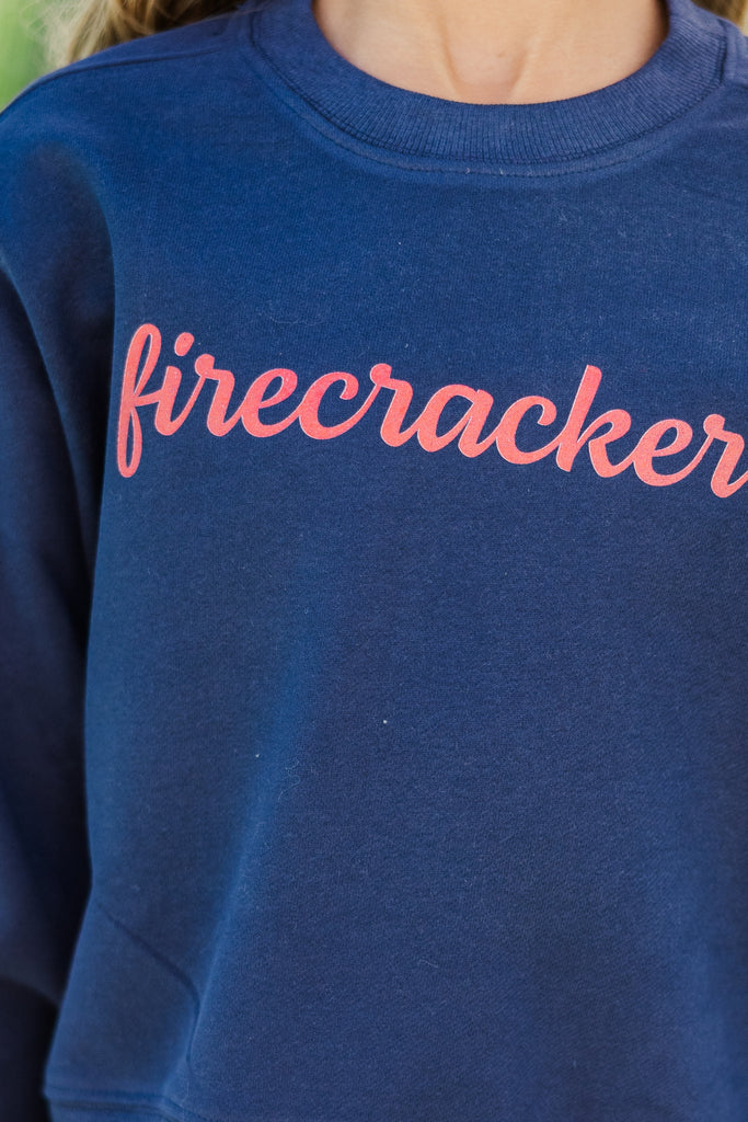 Girls: Firecracker Navy Graphic Sweatshirt – Shop the Mint