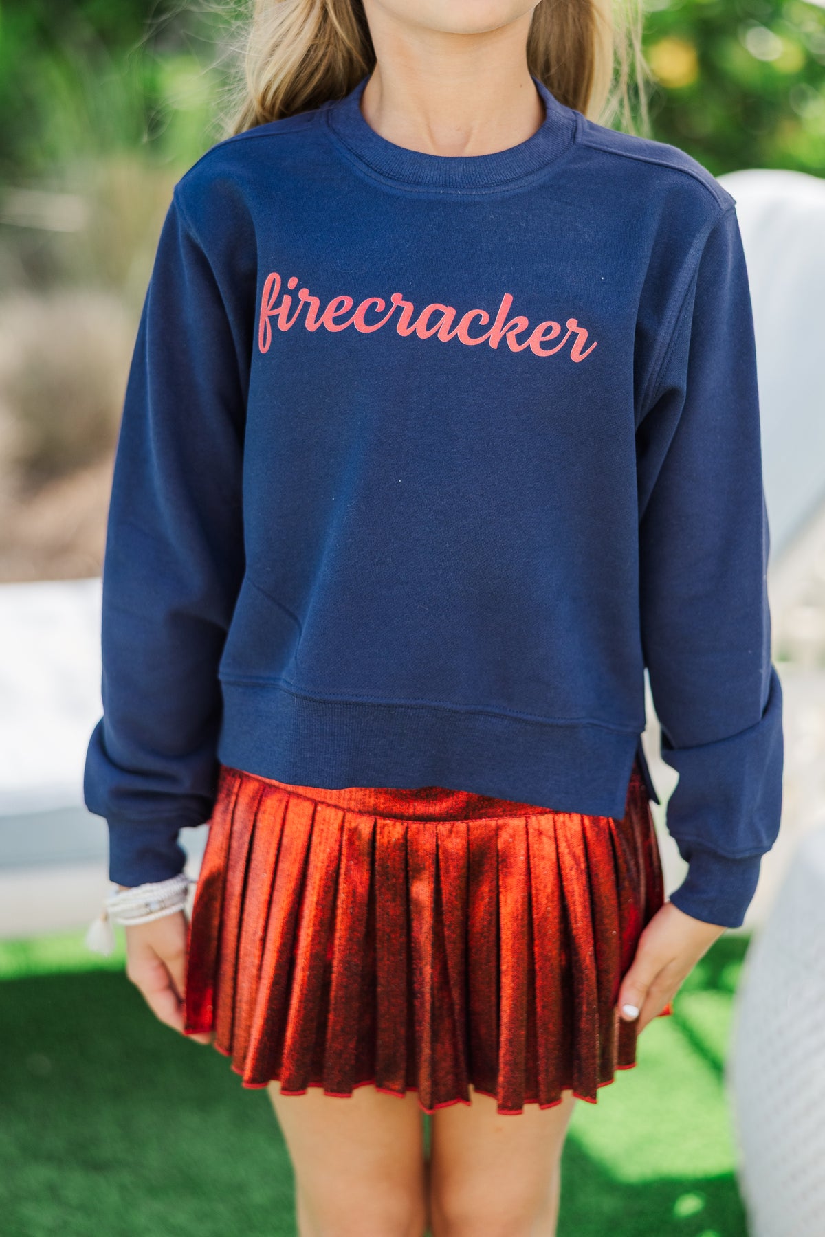 Girls: Firecracker Navy Graphic Sweatshirt – Shop the Mint