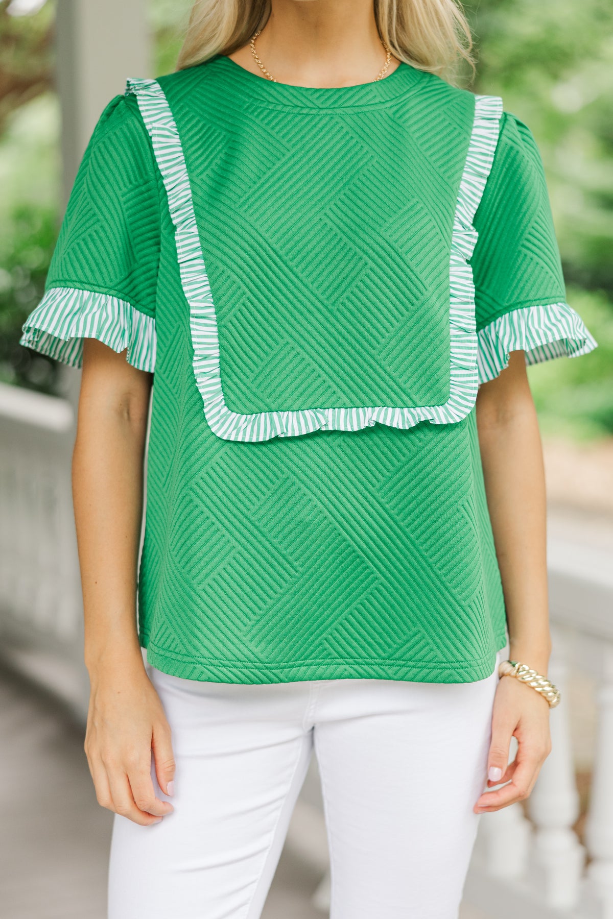 Tell It All Green Textured Blouse – Shop the Mint