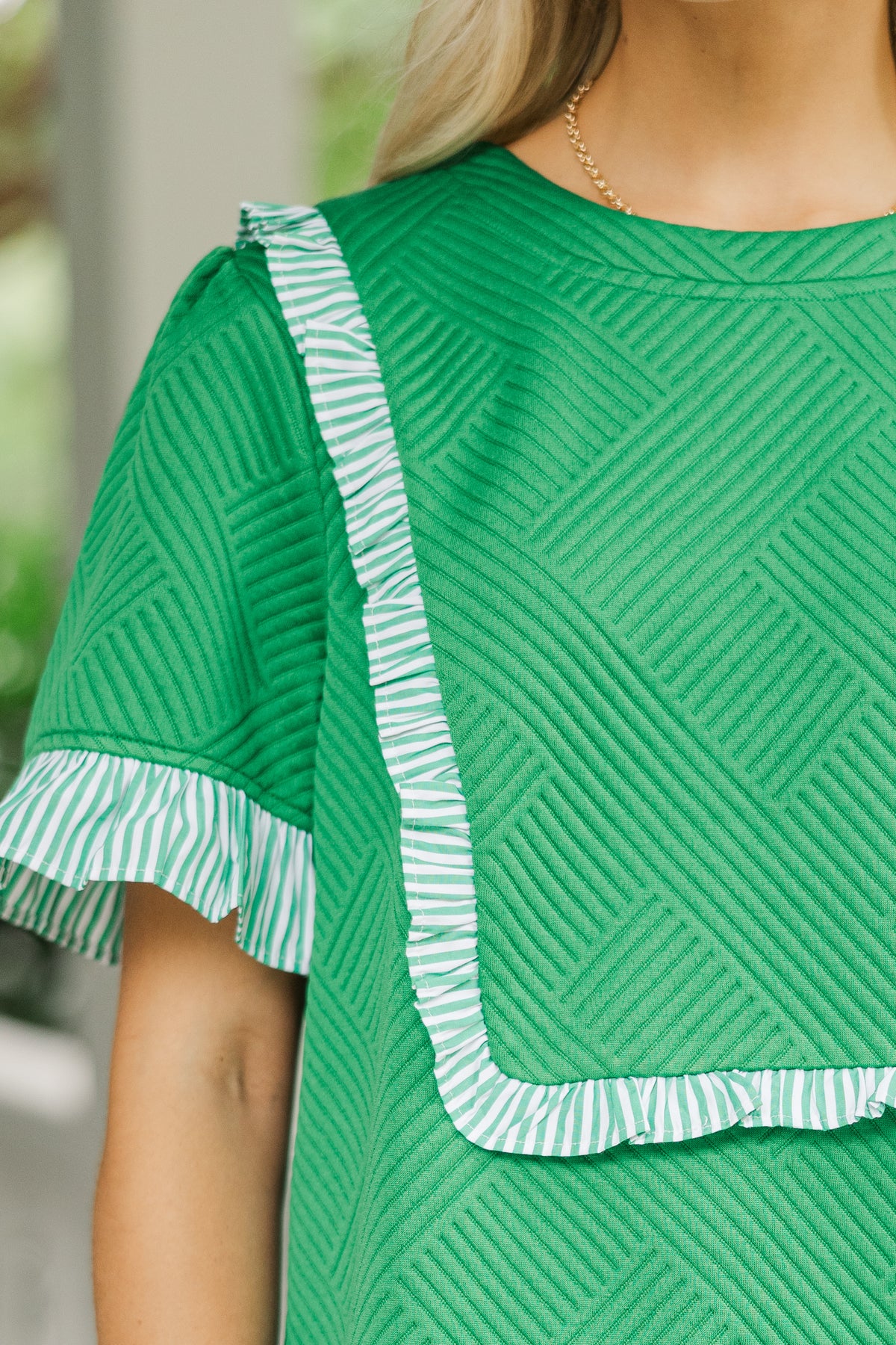 Tell It All Green Textured Blouse – Shop the Mint