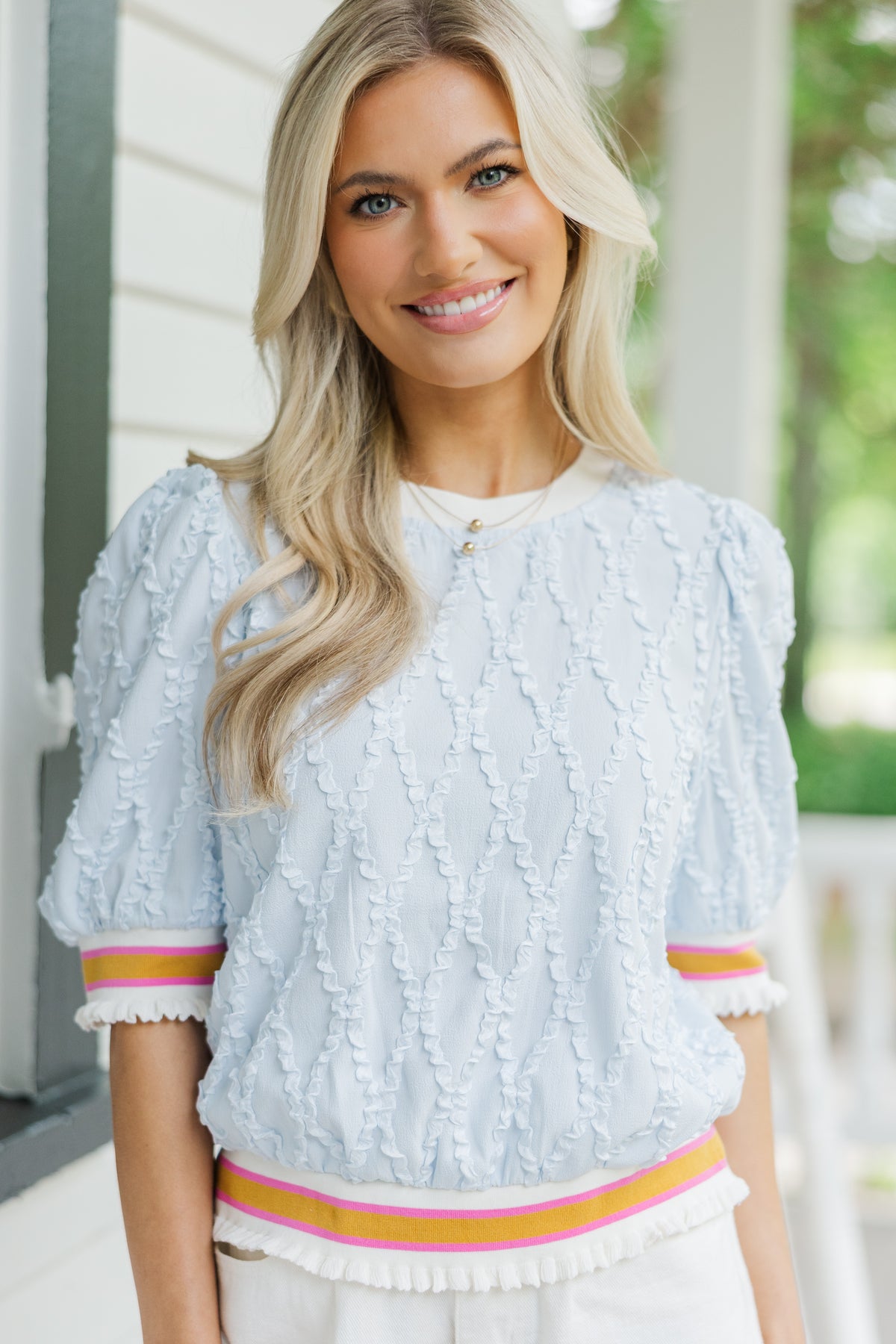 The Way It Is Blue Textured Blouse – Shop the Mint