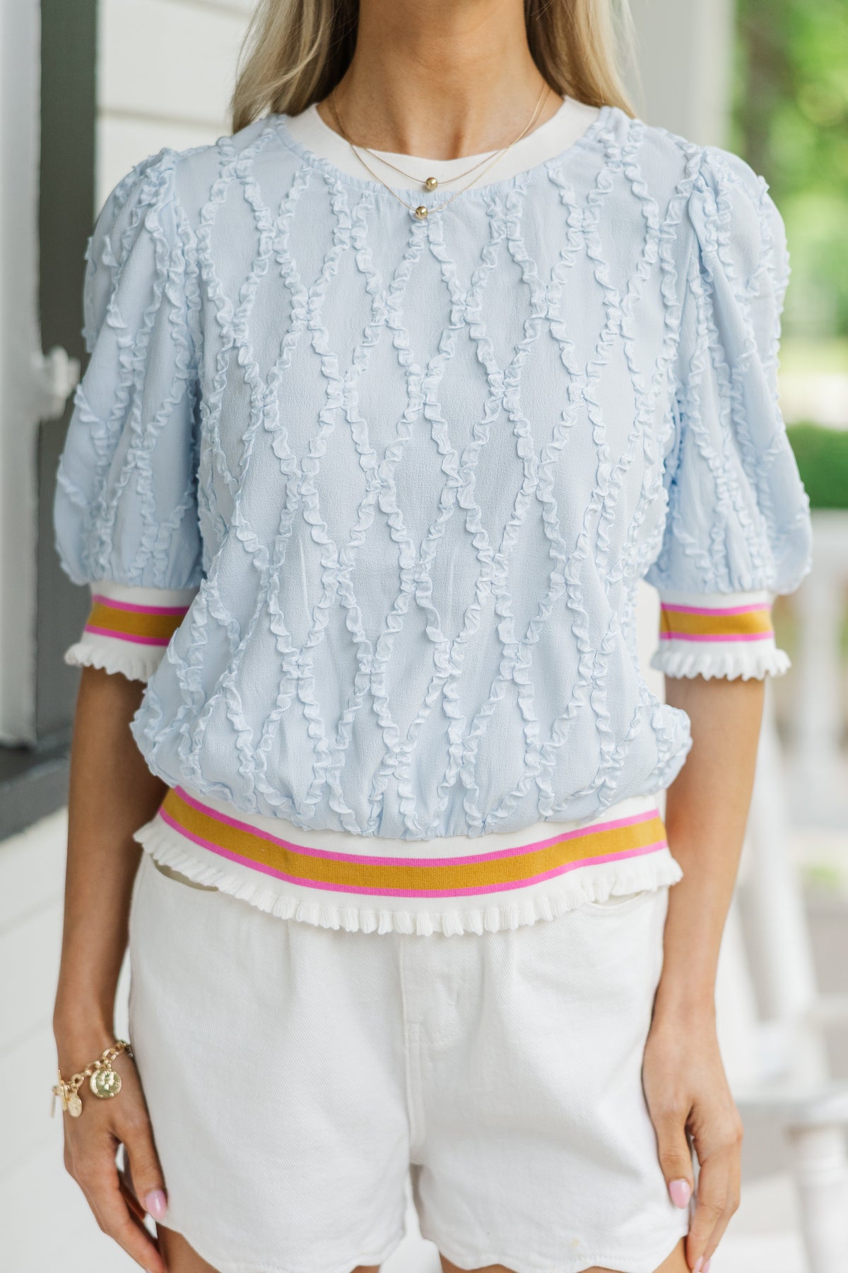 The Way It Is Blue Textured Blouse – Shop the Mint