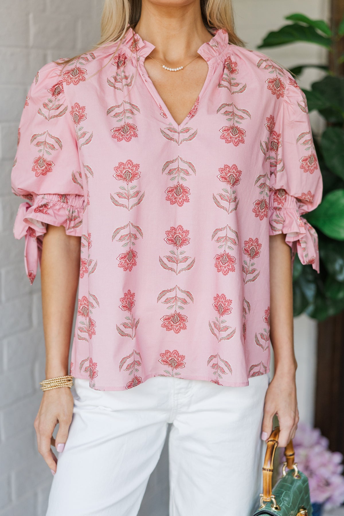 Falling For Love Salmon Medallion Blouse – Shop the Mint