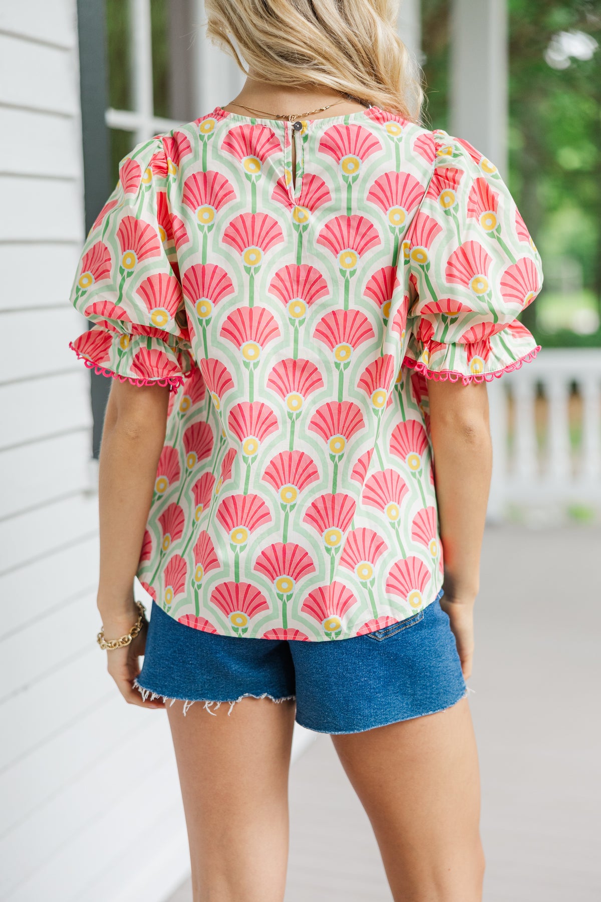 Simply In Love Coral Abstract Blouse – Shop the Mint