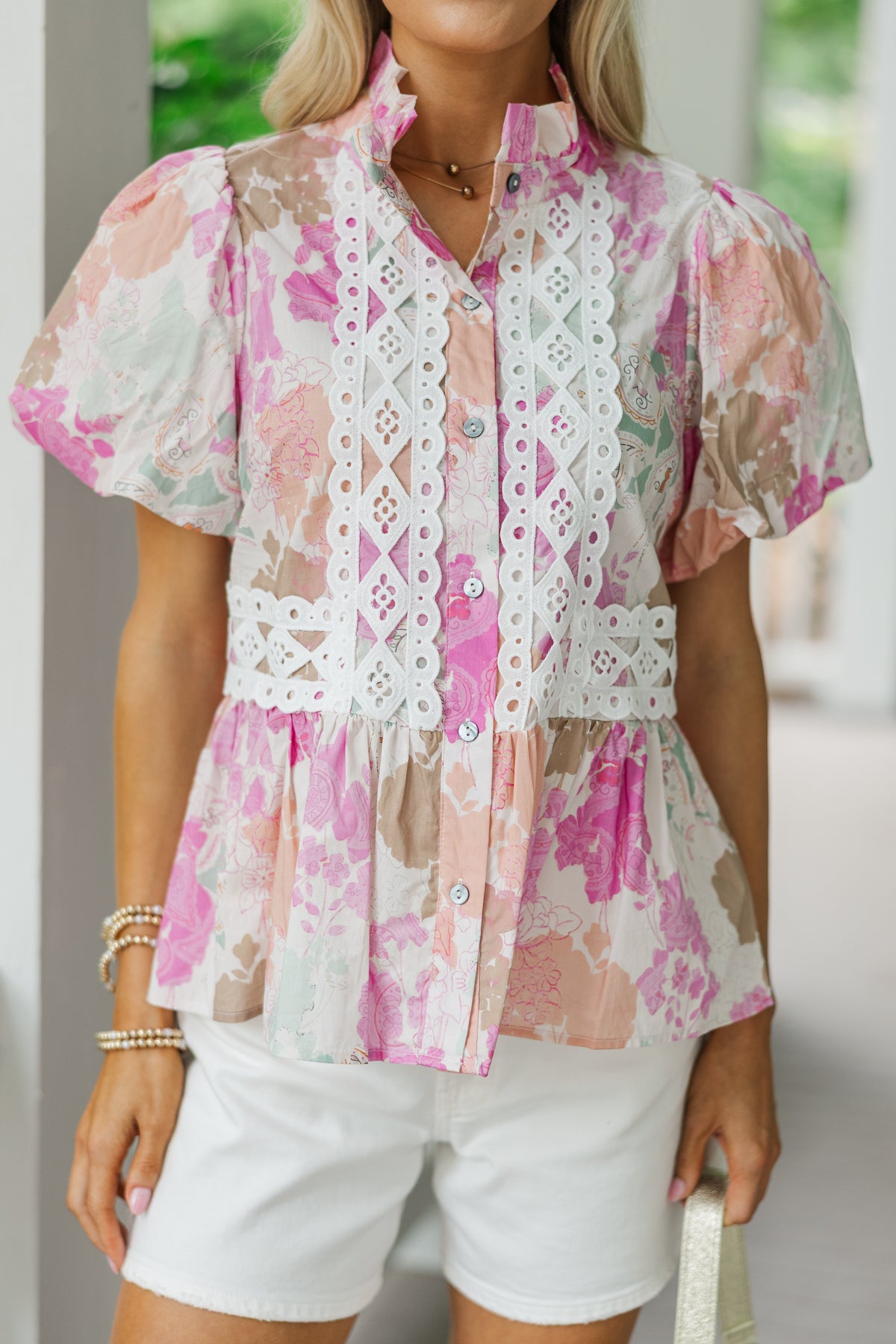 Bubbles Of Bliss Pink Floral Blouse – Shop the Mint