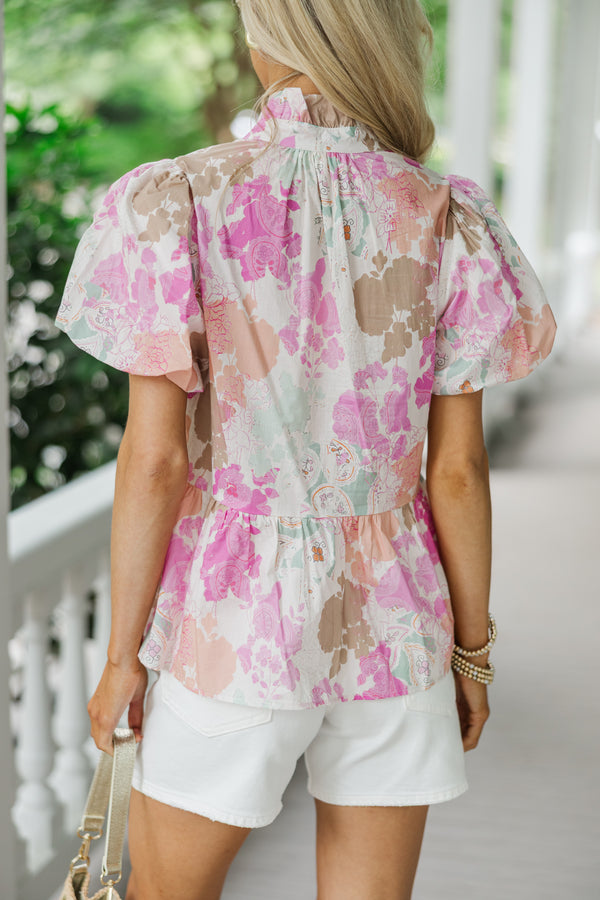 Bubbles Of Bliss Pink Floral Blouse – Shop the Mint