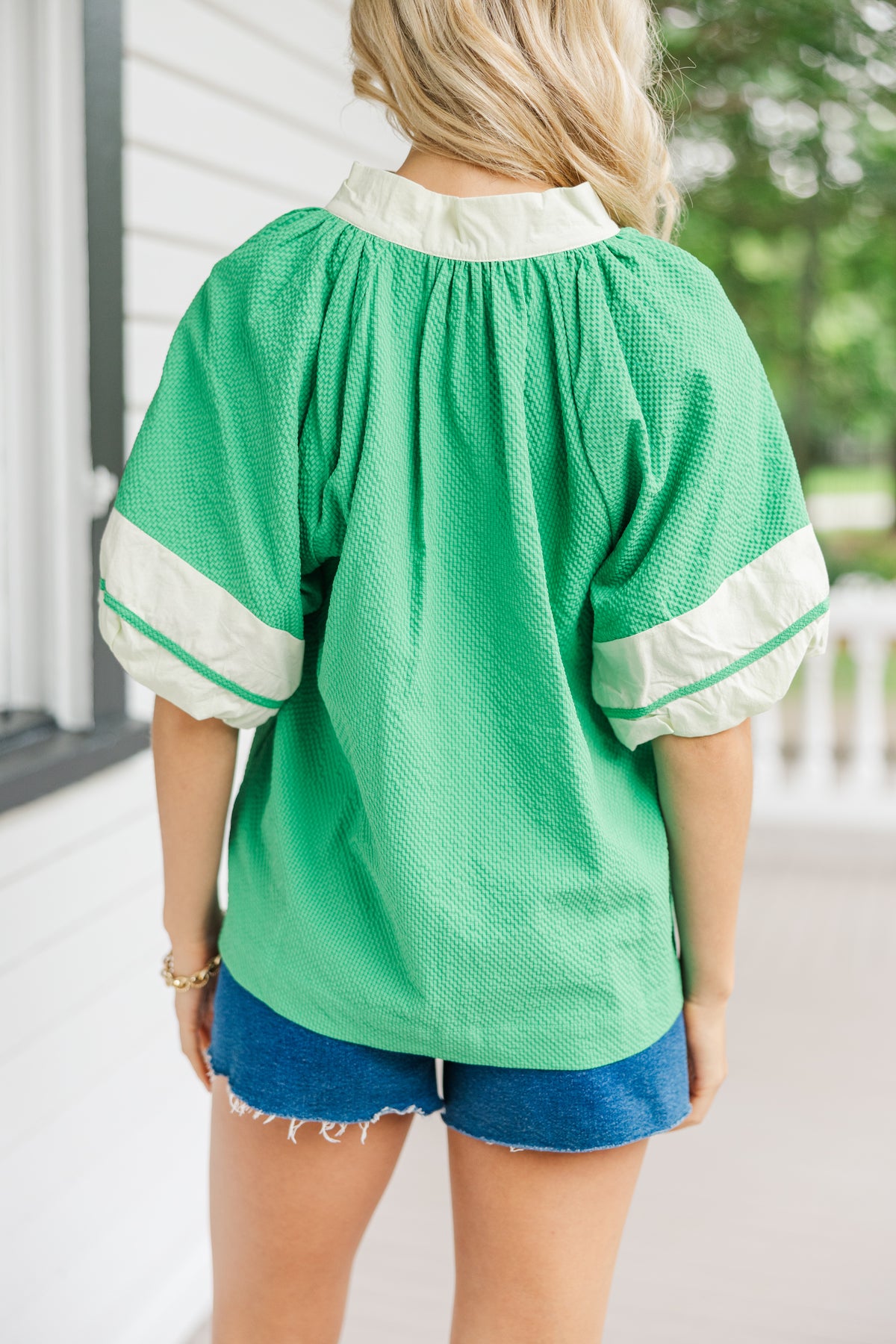 Worn With Wonder Green Colorblock Blouse – Shop the Mint