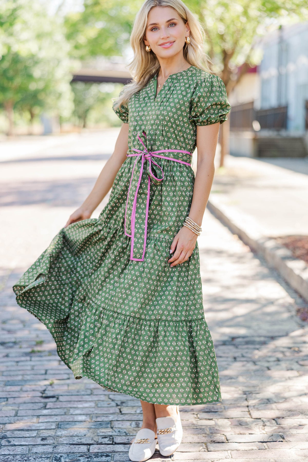 Chase The Day Olive Medallion Midi Dress – Shop the Mint