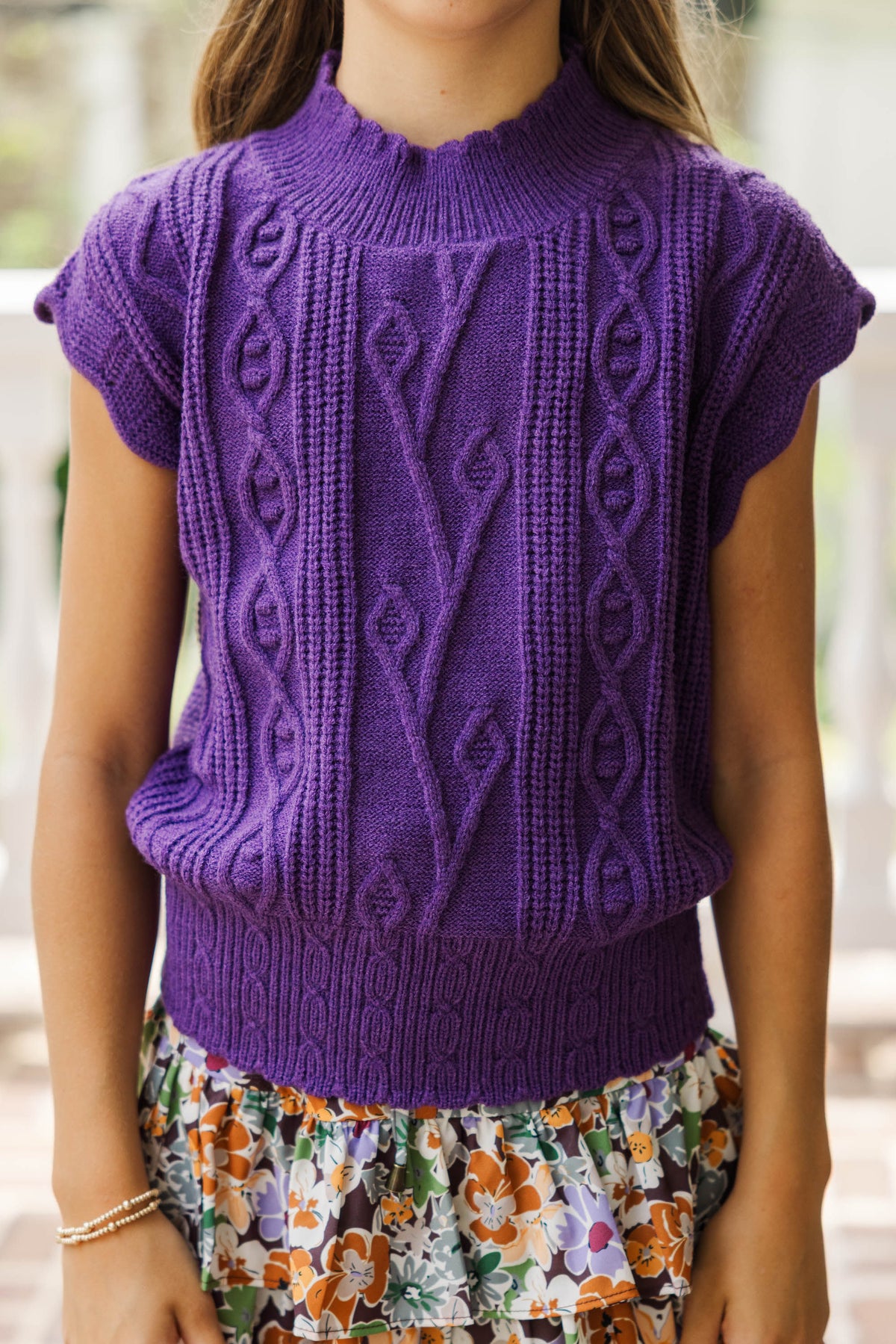 Girls: Get It Going Plum Purple Cable Knit Sweater Top – Shop the Mint