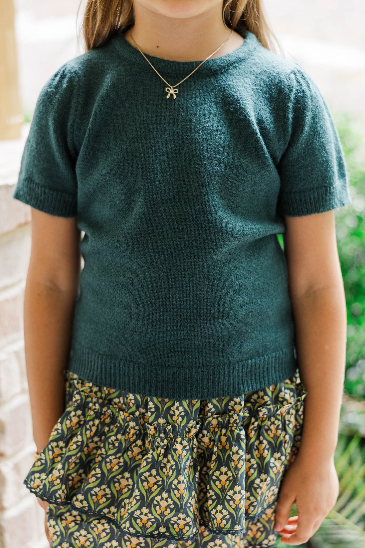 Girls: Work Of Art Emerald Short Sleeve Sweater – Shop the Mint