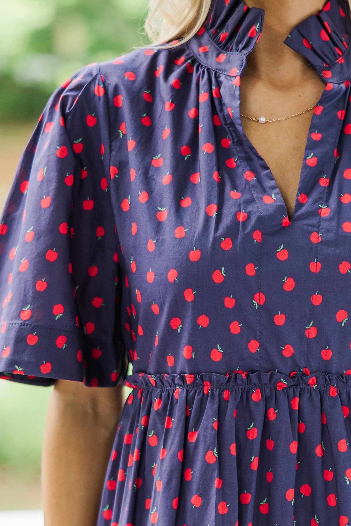 Feeling Your Best Navy Blue Apple Print Dress – Shop the Mint