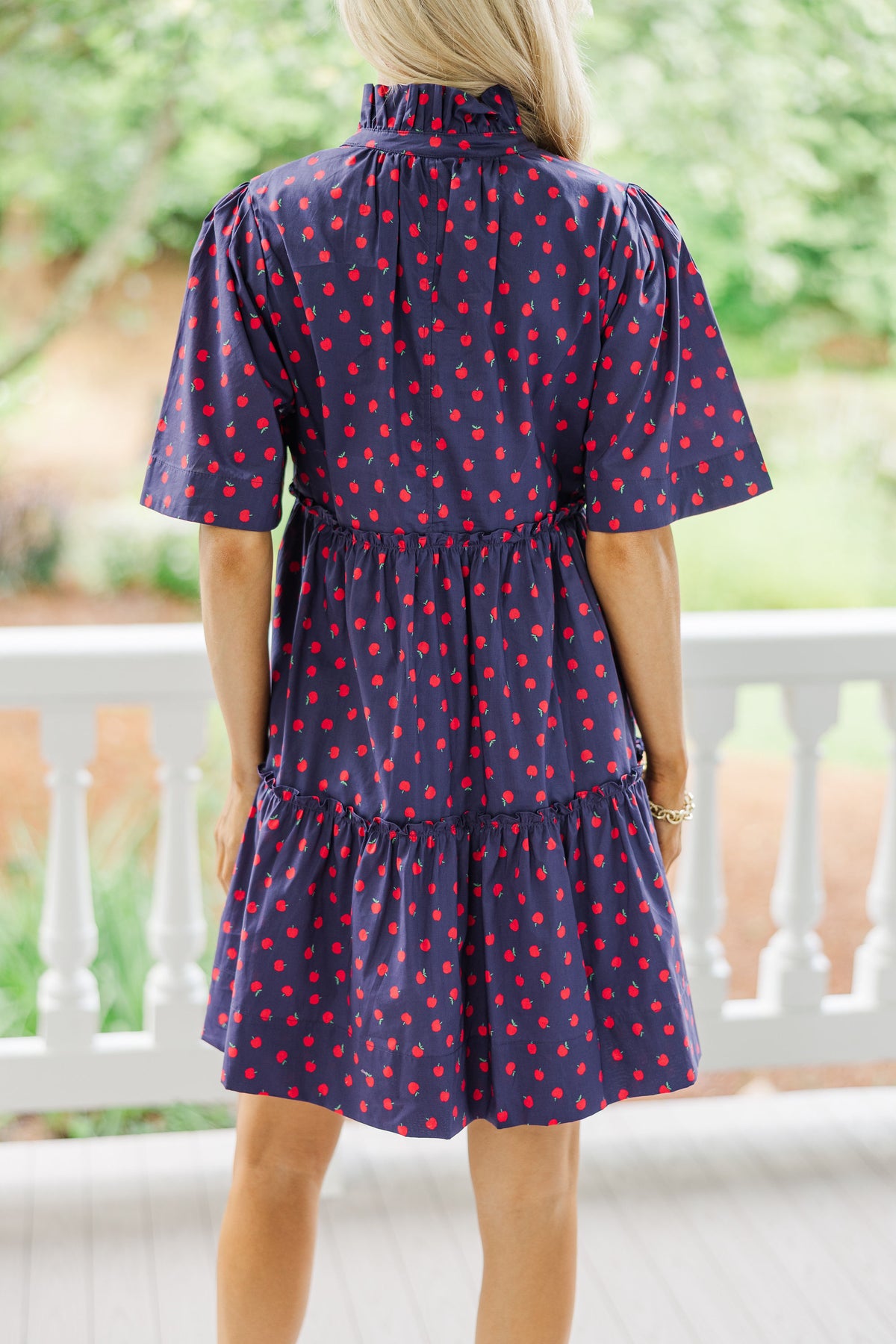 Feeling Your Best Navy Blue Apple Print Dress – Shop the Mint