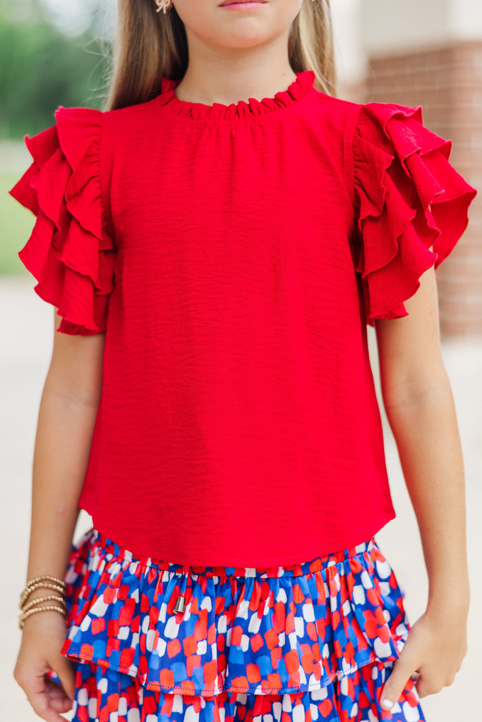 Girls: See You Out Red Ruffled Blouse – Shop the Mint