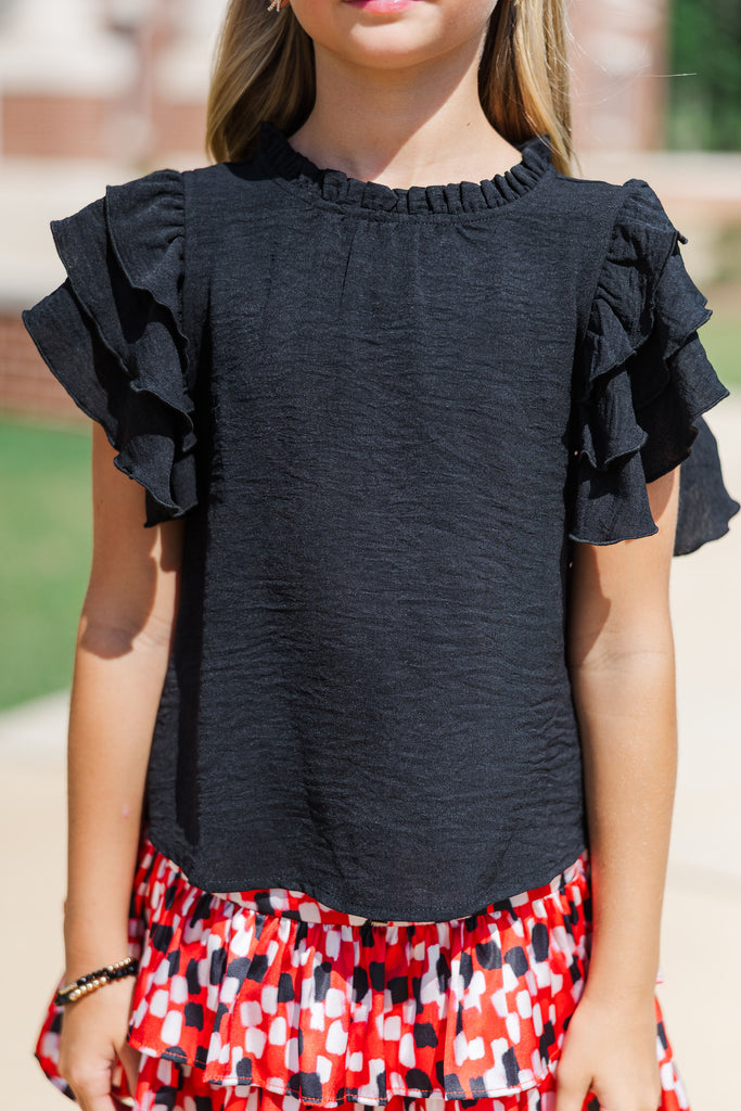 Girls: See You Out Black Ruffled Blouse – Shop the Mint