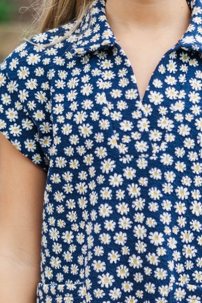 Girls: Give You Happiness Navy Blue Contrast Dress – Shop the Mint