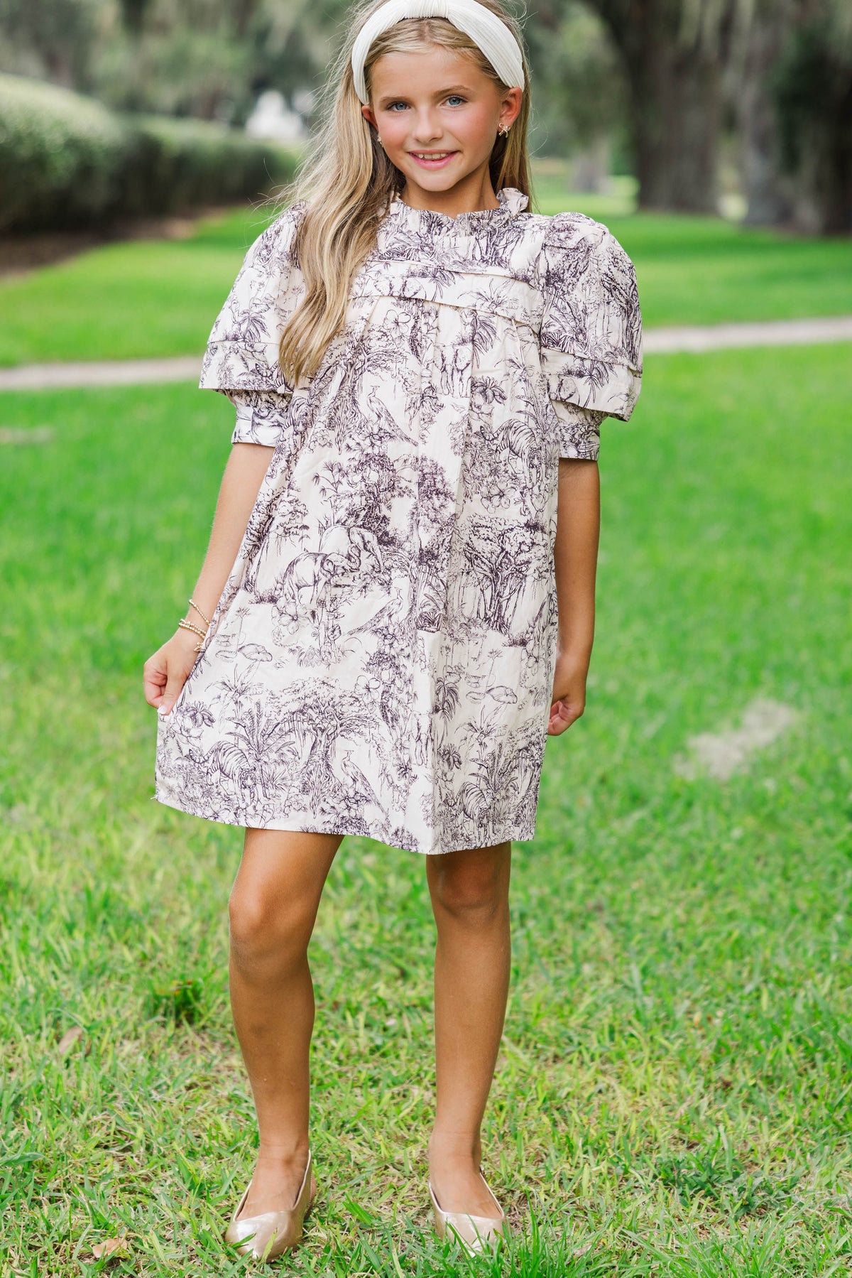 Girls: The Alaina Brown Toile Shift Dress – Shop the Mint