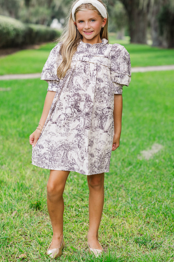 Girls: The Alaina Brown Toile Shift Dress – Shop the Mint