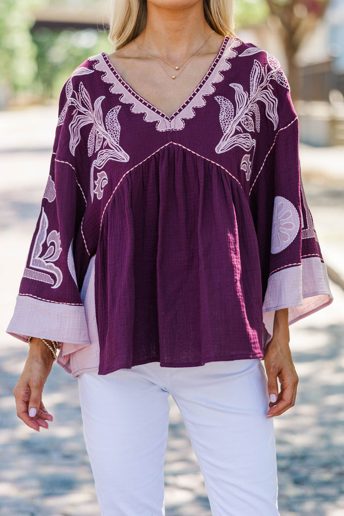 Work On It Plum Printed Blouse – Shop the Mint