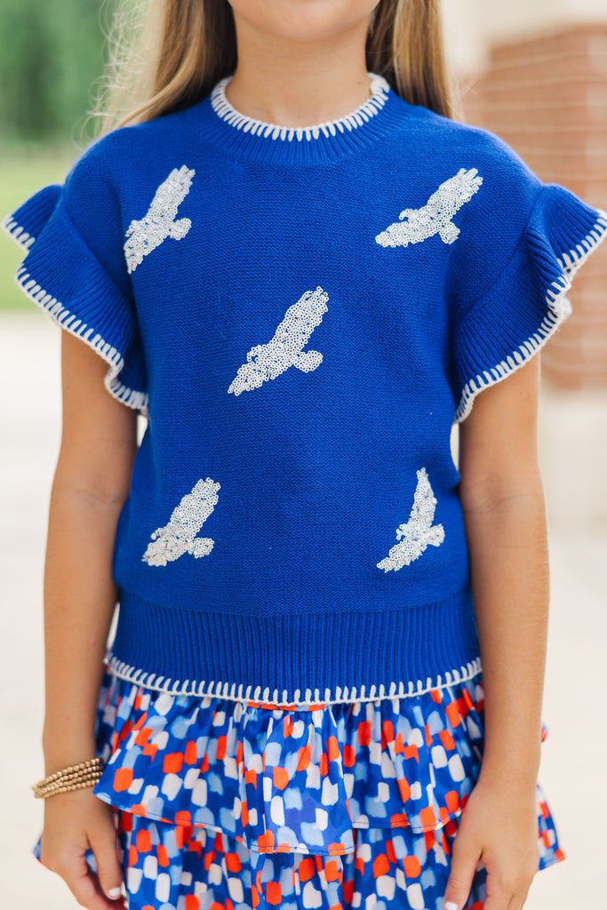 Girls: Fourth Quarter Feels Royal Blue Sleeveless Sweater – Shop the Mint