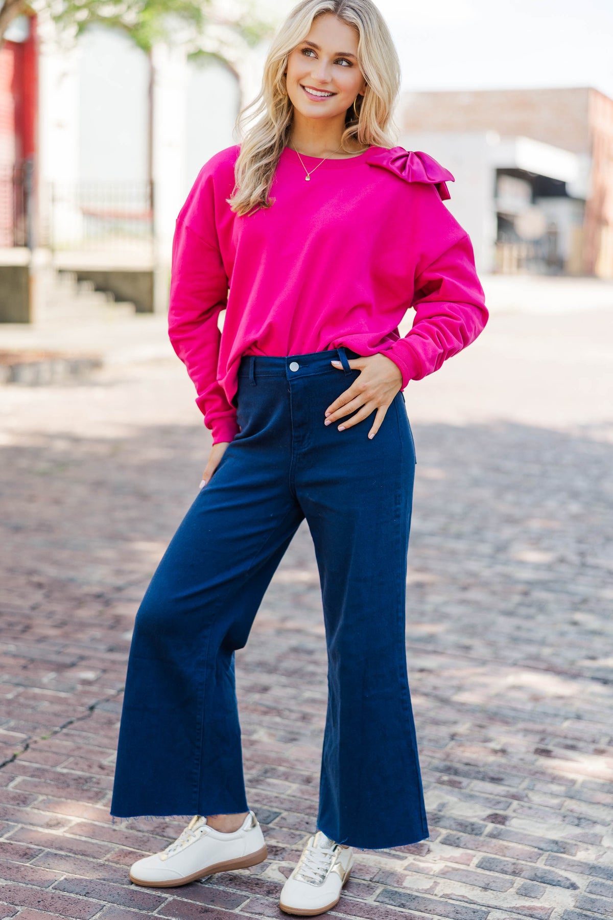 The Bright Side Fuchsia Bow Sweater – Shop the Mint