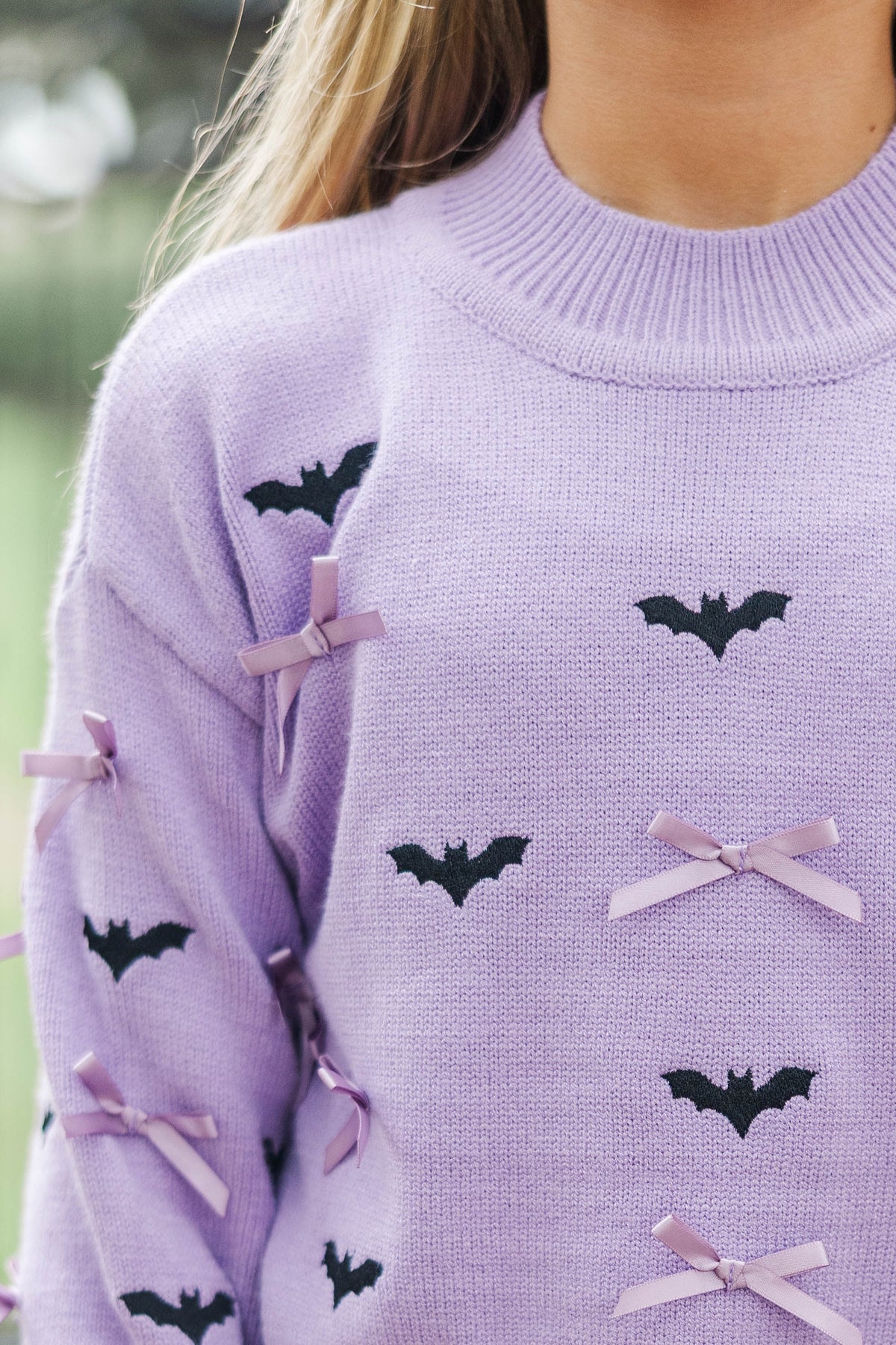 Girls: Lavender Bats & Bows Sweater – Shop the Mint