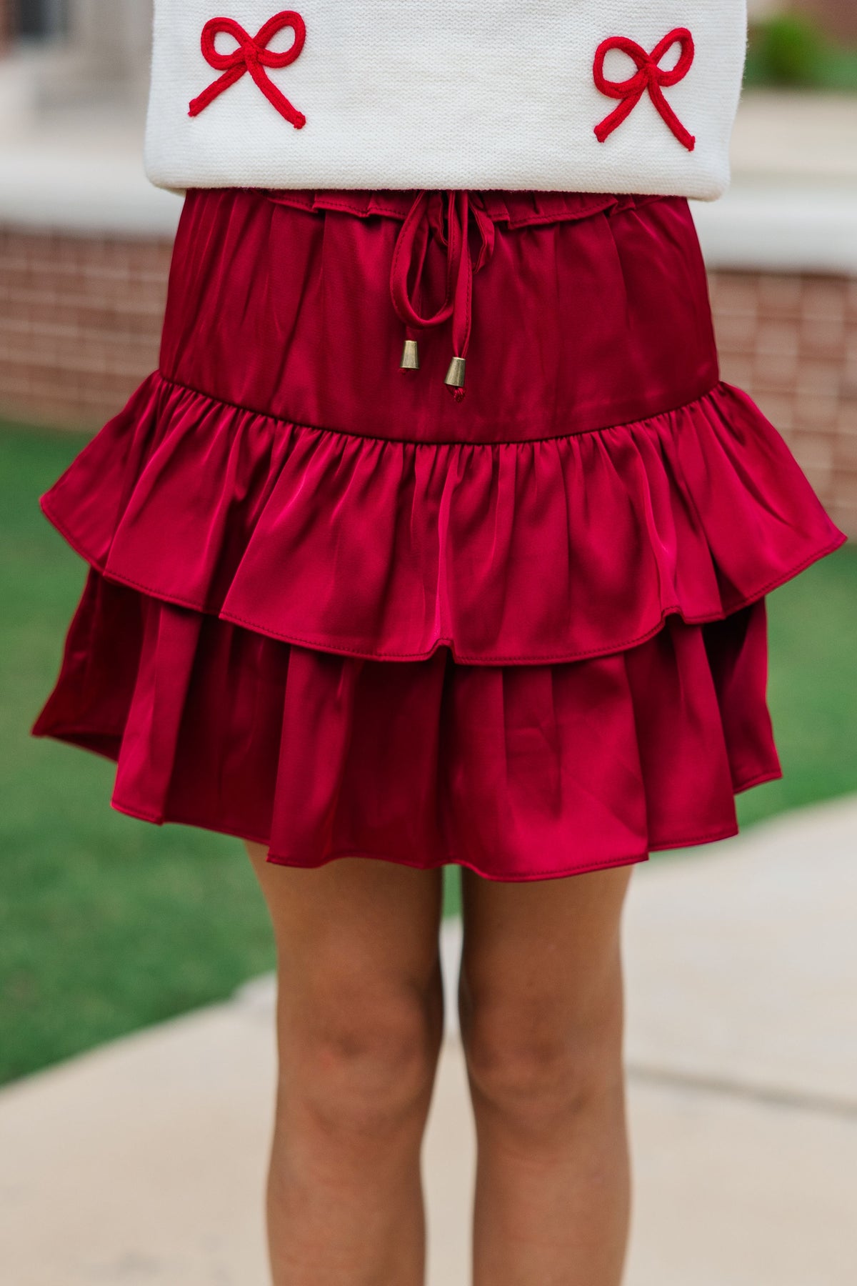 Girls: Take The Leap Maroon Red Satin Skort – Shop the Mint