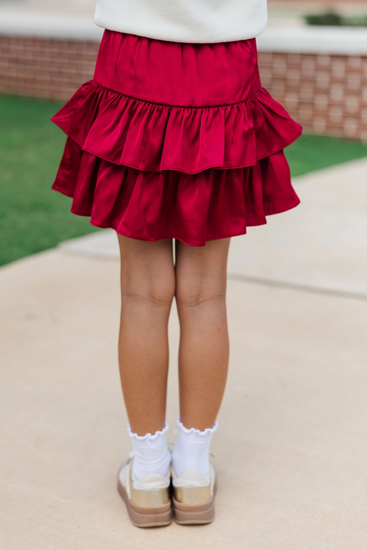 Girls: Take The Leap Maroon Red Satin Skort – Shop the Mint