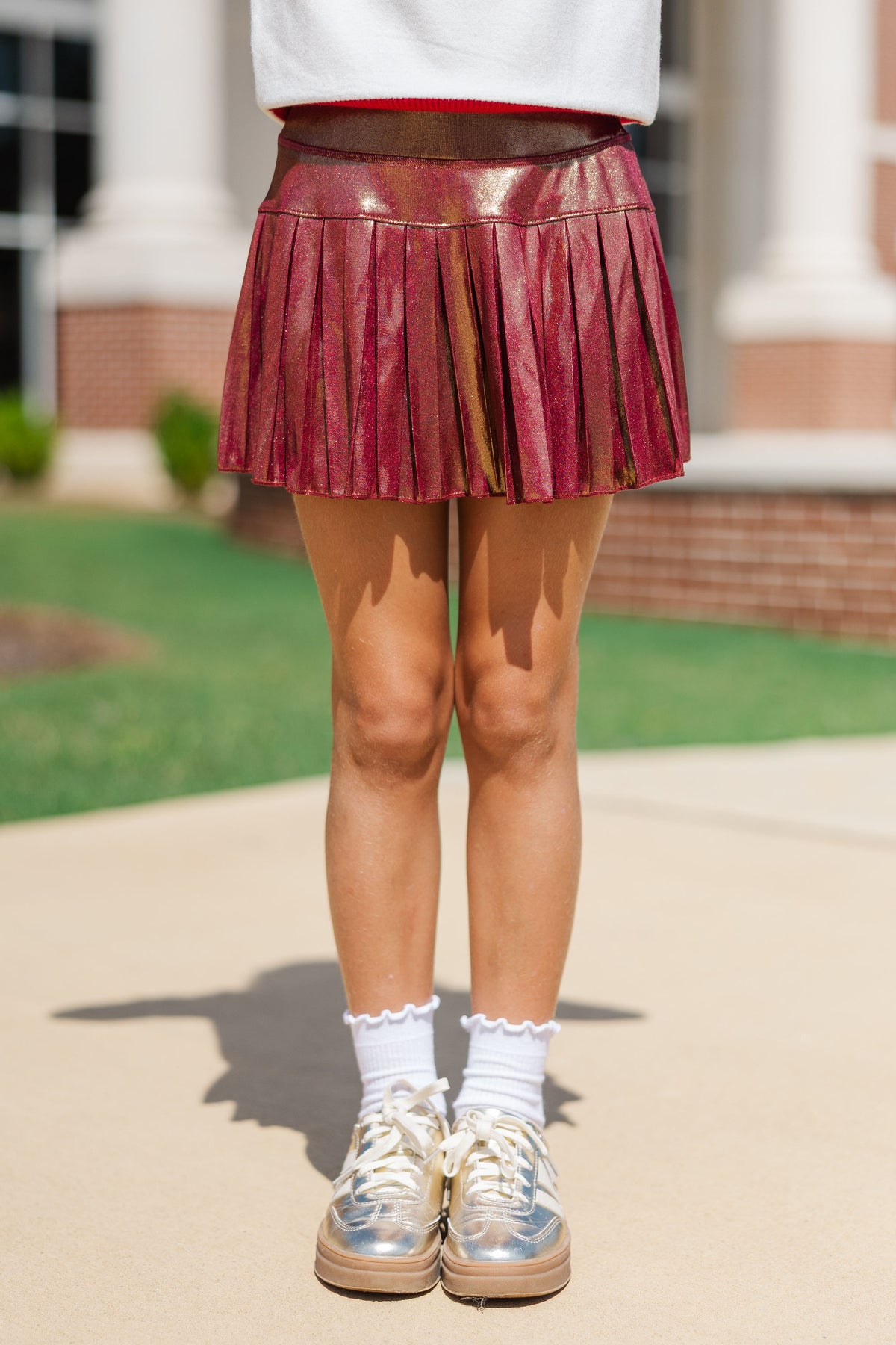 Girls: The Sadie Burgundy Shimmer Skort – Shop the Mint