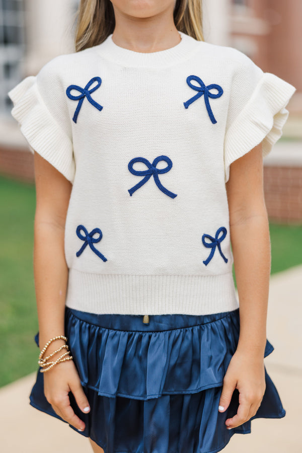 Girls: The Kennedy Navy Blue Bow Sweater – Shop the Mint