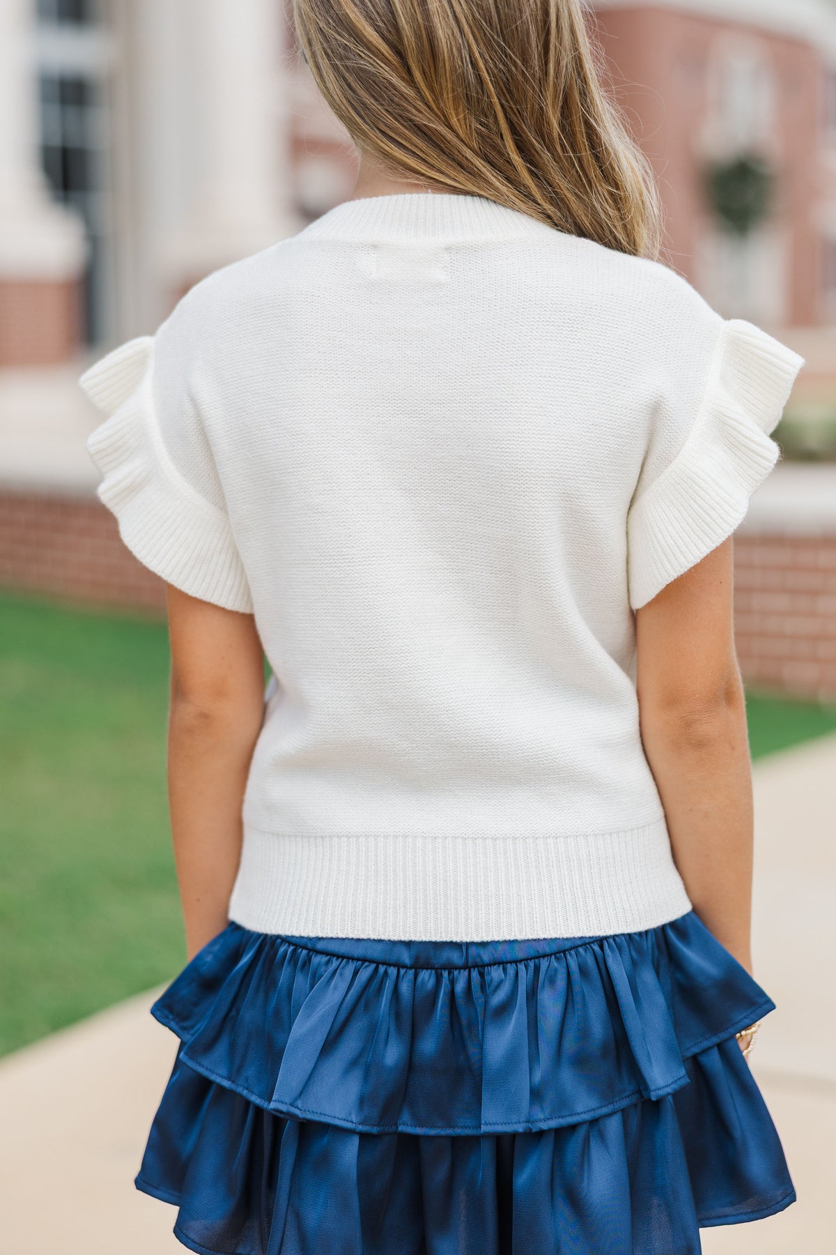 Girls: The Kennedy Navy Blue Bow Sweater – Shop the Mint