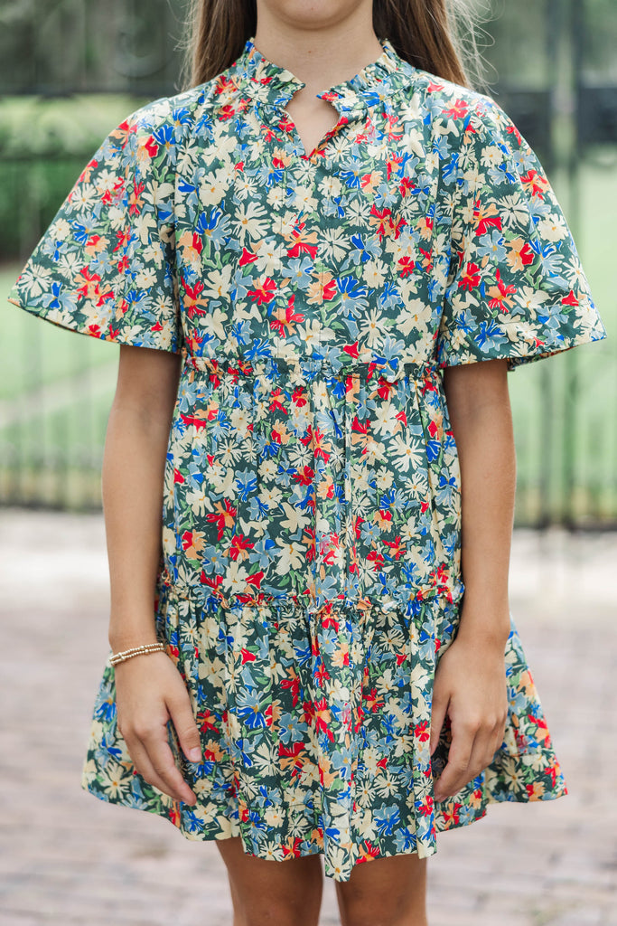 Girls: The Stephanie Emerald Floral Babydoll Dress – Shop the Mint