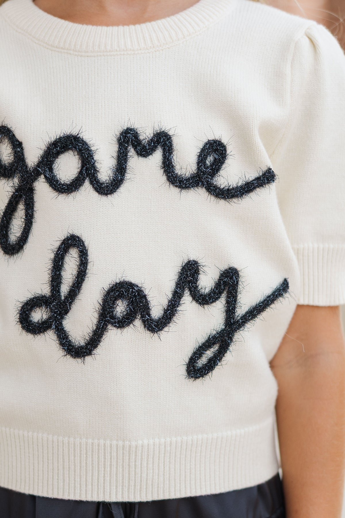 Girls: It's Gameday White and Black Script Sweater – Shop the Mint