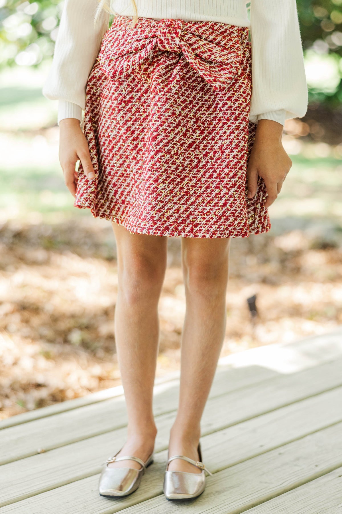 Girls: The Kate Burgundy Tweed Skort – Shop the Mint