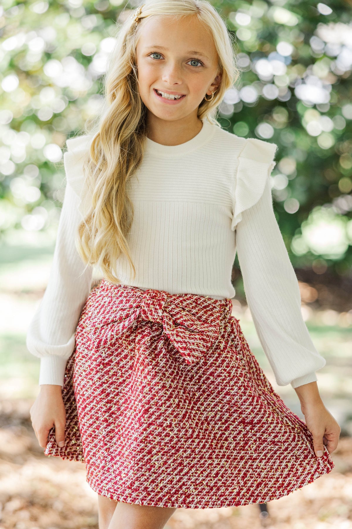 Girls: The Kate Burgundy Tweed Skort – Shop the Mint