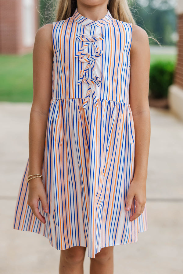 Girls: The Ariana Orange Striped Sleeveless Dress – Shop the Mint